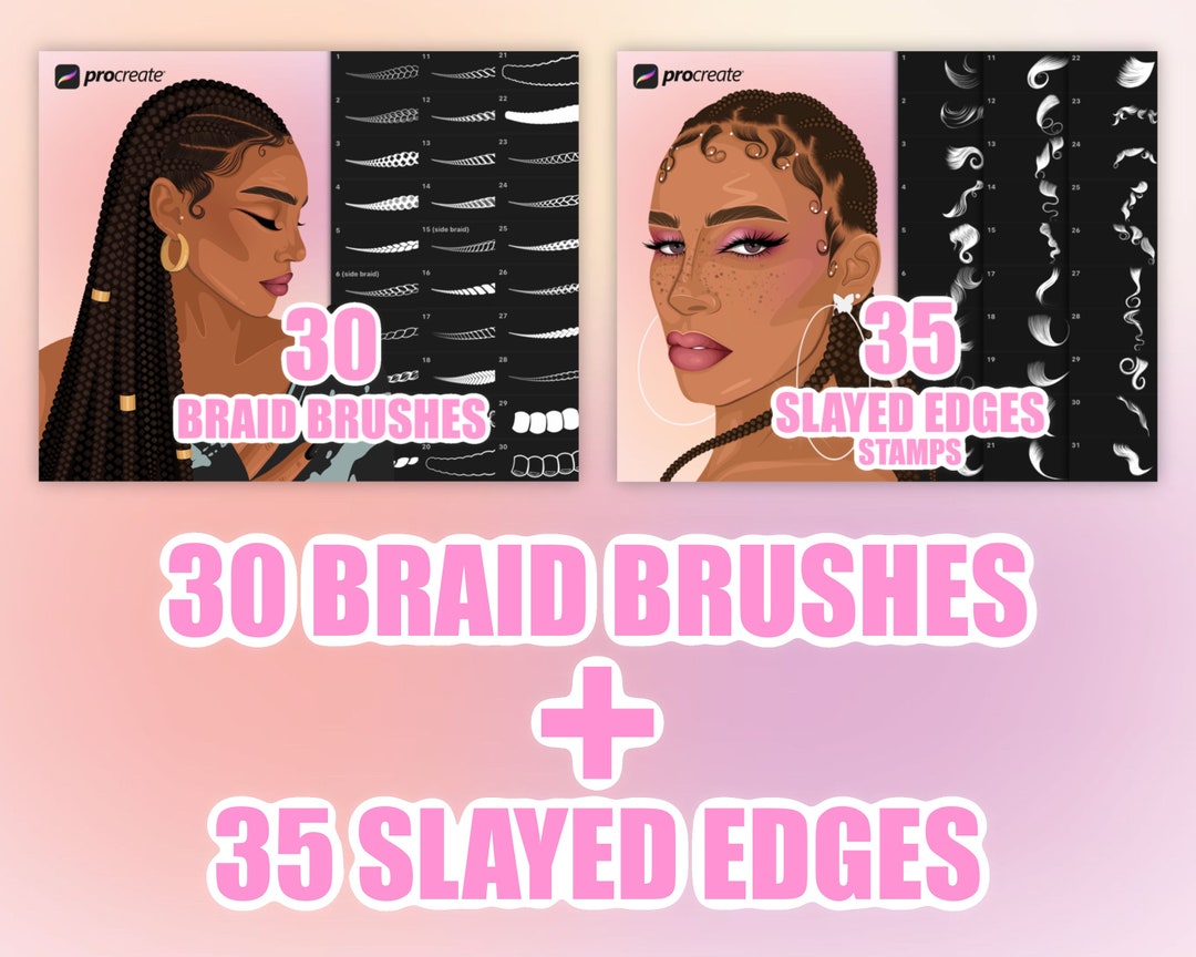 Procreate Braids Brush Set, Procreate Outline Braid Brushes, Hair Brush ...