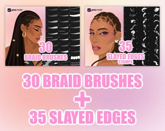 Procreate Braids Brush Set, Procreate Outline Braid Brushes, Hair Brush ...