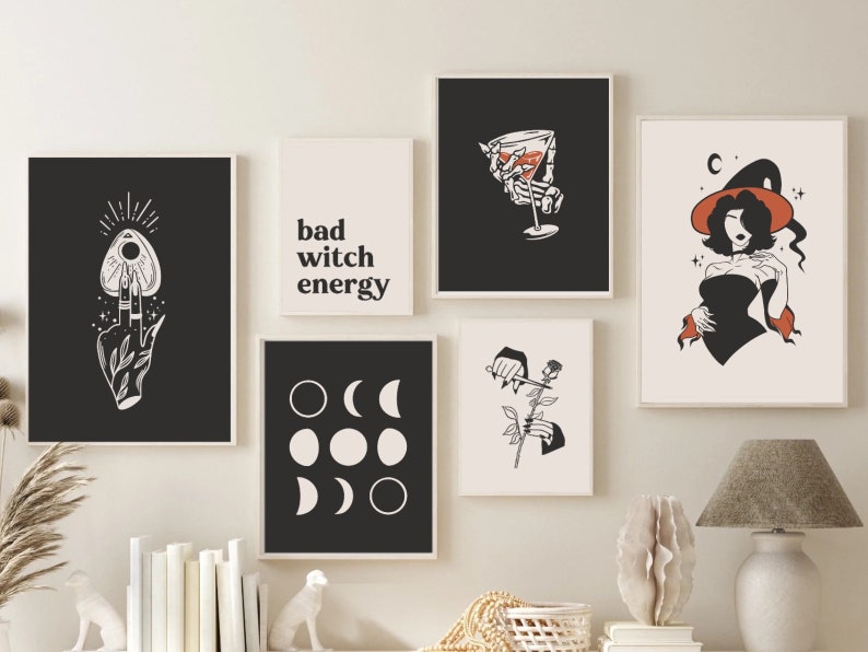 Retro Halloween Art Print, 8 Halloween Printables, Halloween Decor ...