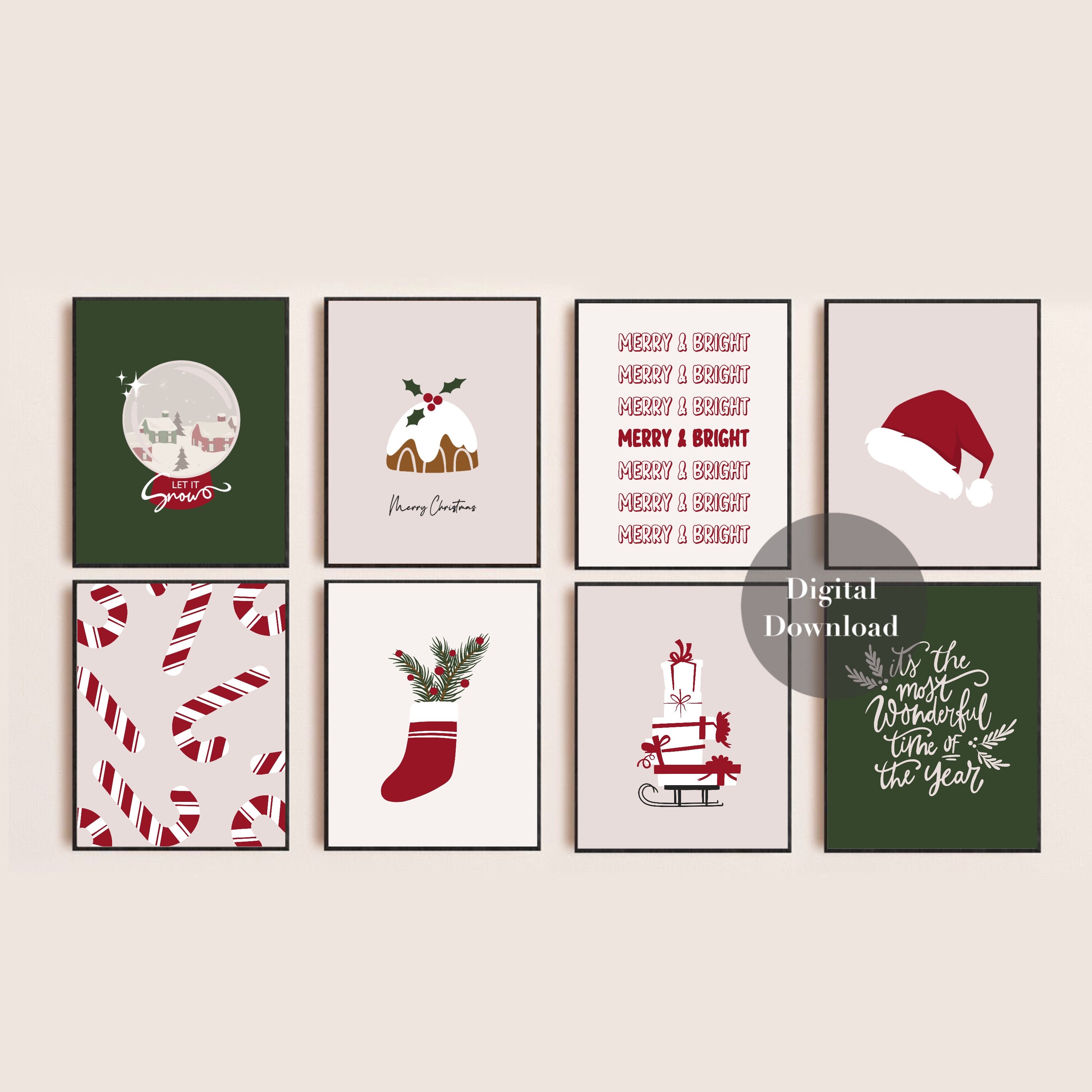 Christmas Wall Art Set of 15 Christmas Prints Christmas - Etsy