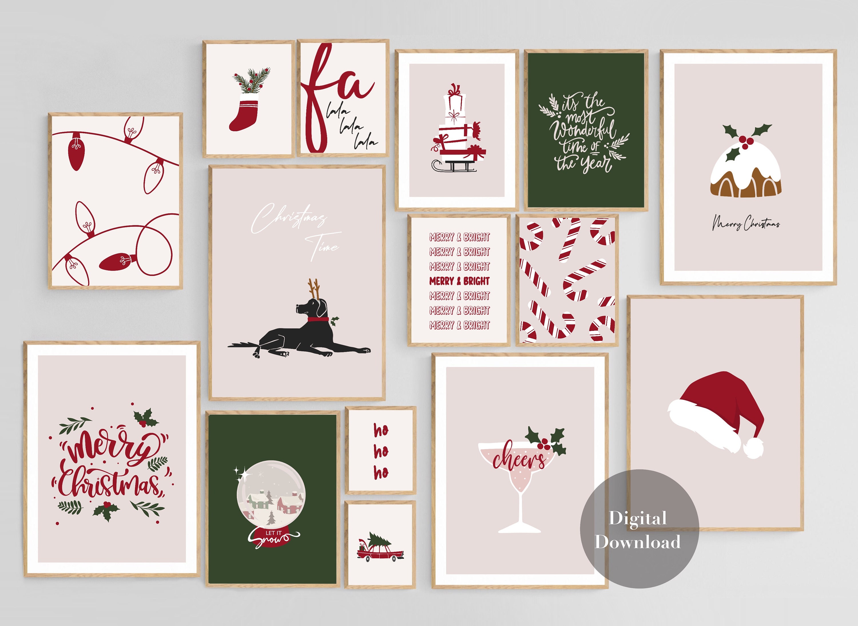 Christmas Wall Art Set of 15 Christmas Prints Christmas - Etsy