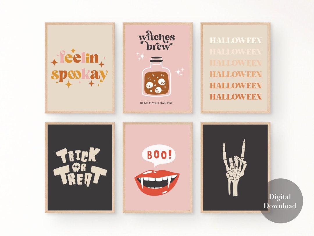Halloween Decor Set of 6 Printables, Boho Halloween Prints, Halloween ...