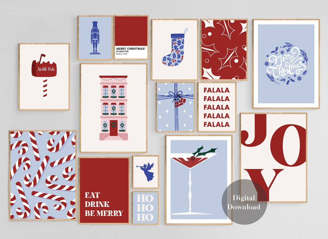 Christmas Printables, Set of 15 Christmas Prints, Christmas Wall Art ...