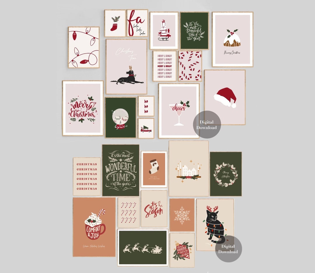 Christmas Wall Art Mega Bundle, 27 Christmas Printables, Retro ...