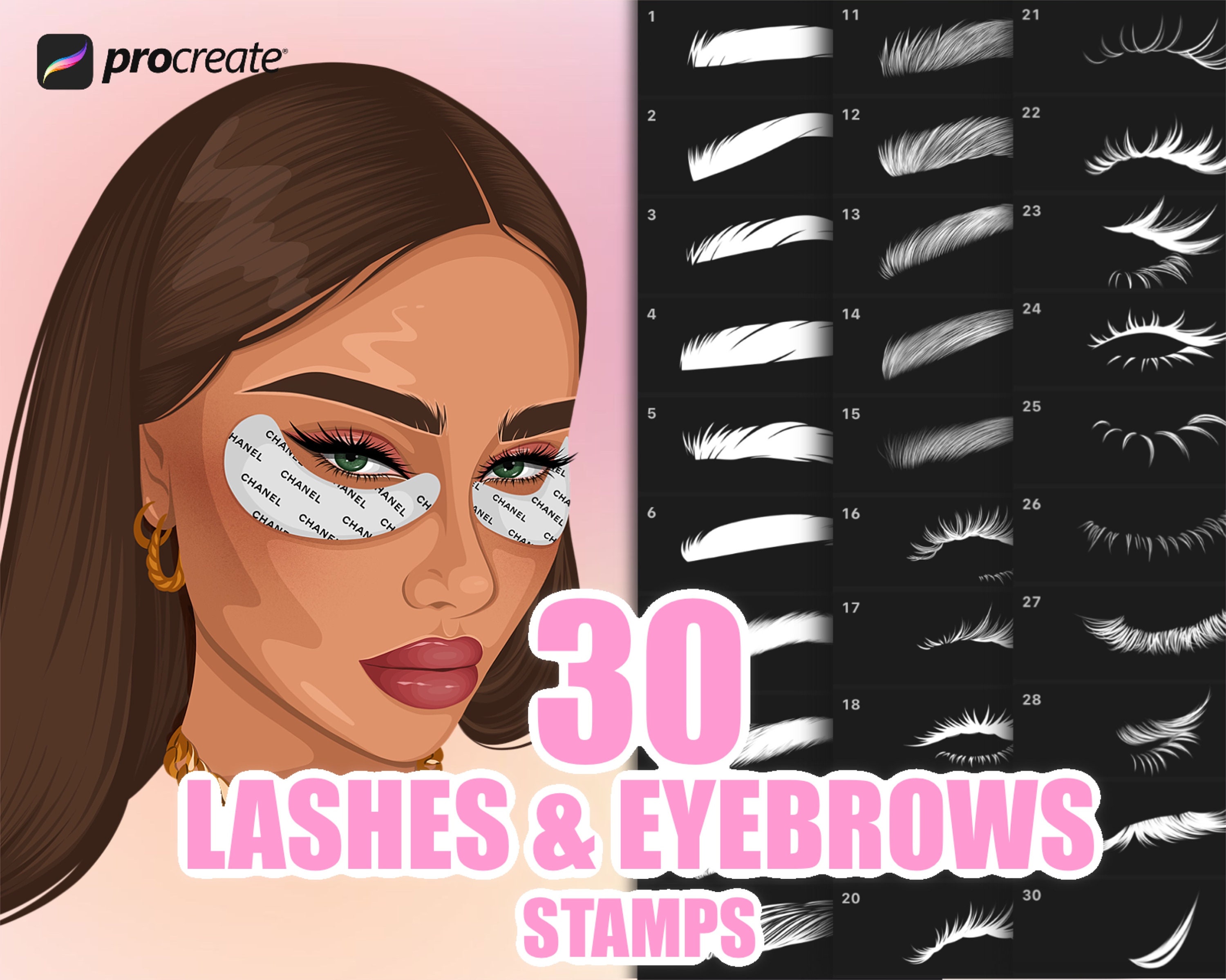 Procreate Eyebrows Lashes Stamp Brushes Lashes Procreate - Etsy