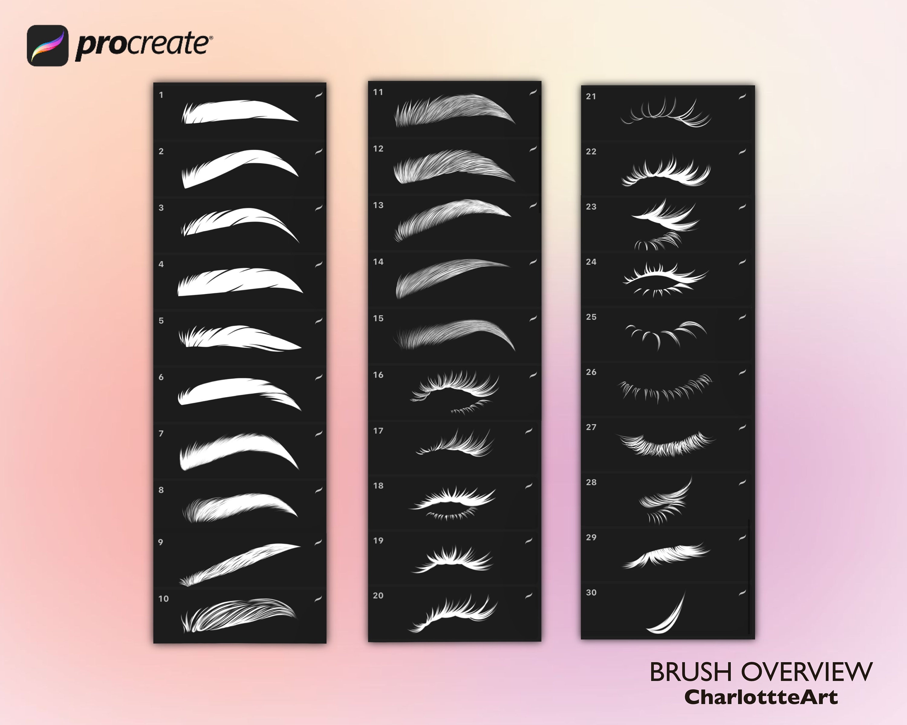 Procreate Eyebrows Lashes Stamp Brushes Lashes Procreate - Etsy