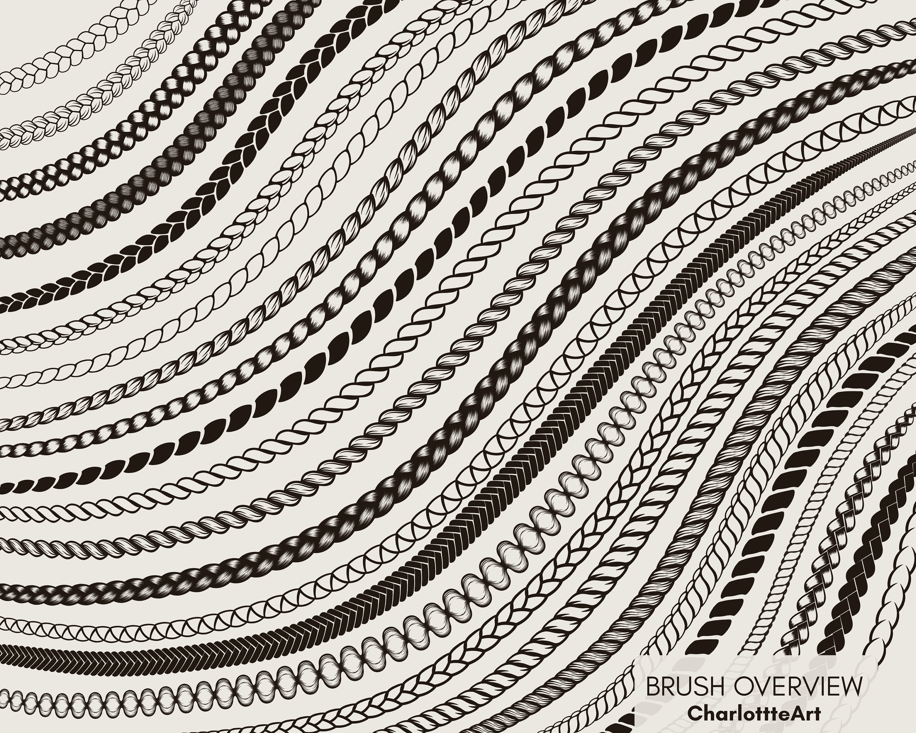 Procreate Braids Brush Set Procreate Outline Braid Brushes - Etsy