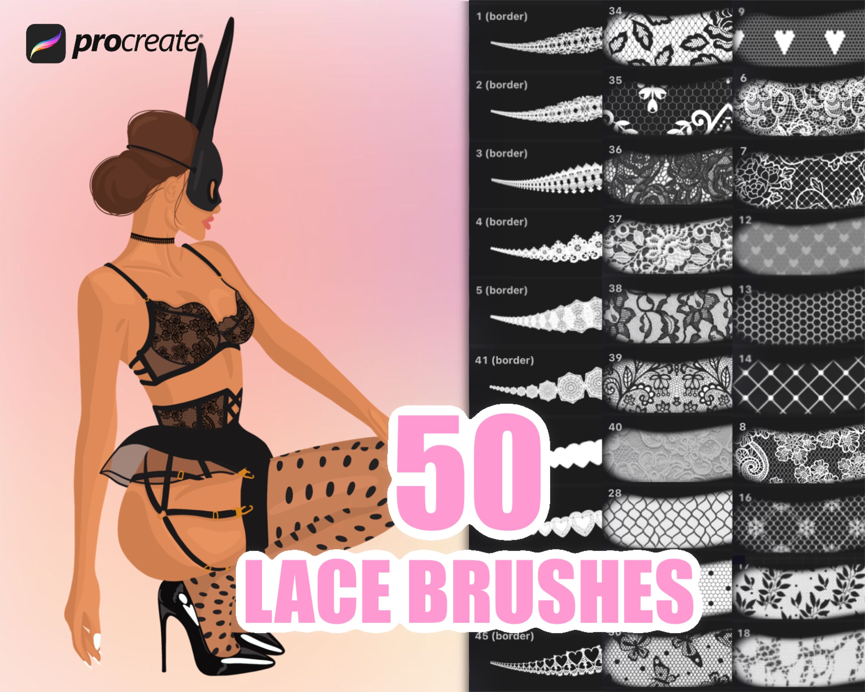 Lace Texture Brushes Procreate Lace Brush Set Procreate - Etsy