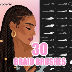Procreate Braids Brush Set, Procreate Outline Braid Brushes, Hair Brush ...