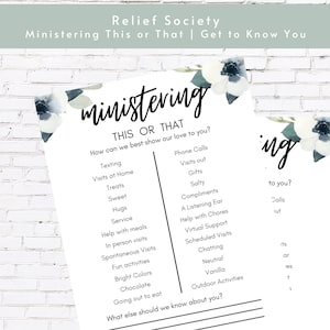 Ministering This or That Get to Know You Printable Ministering Sister ...