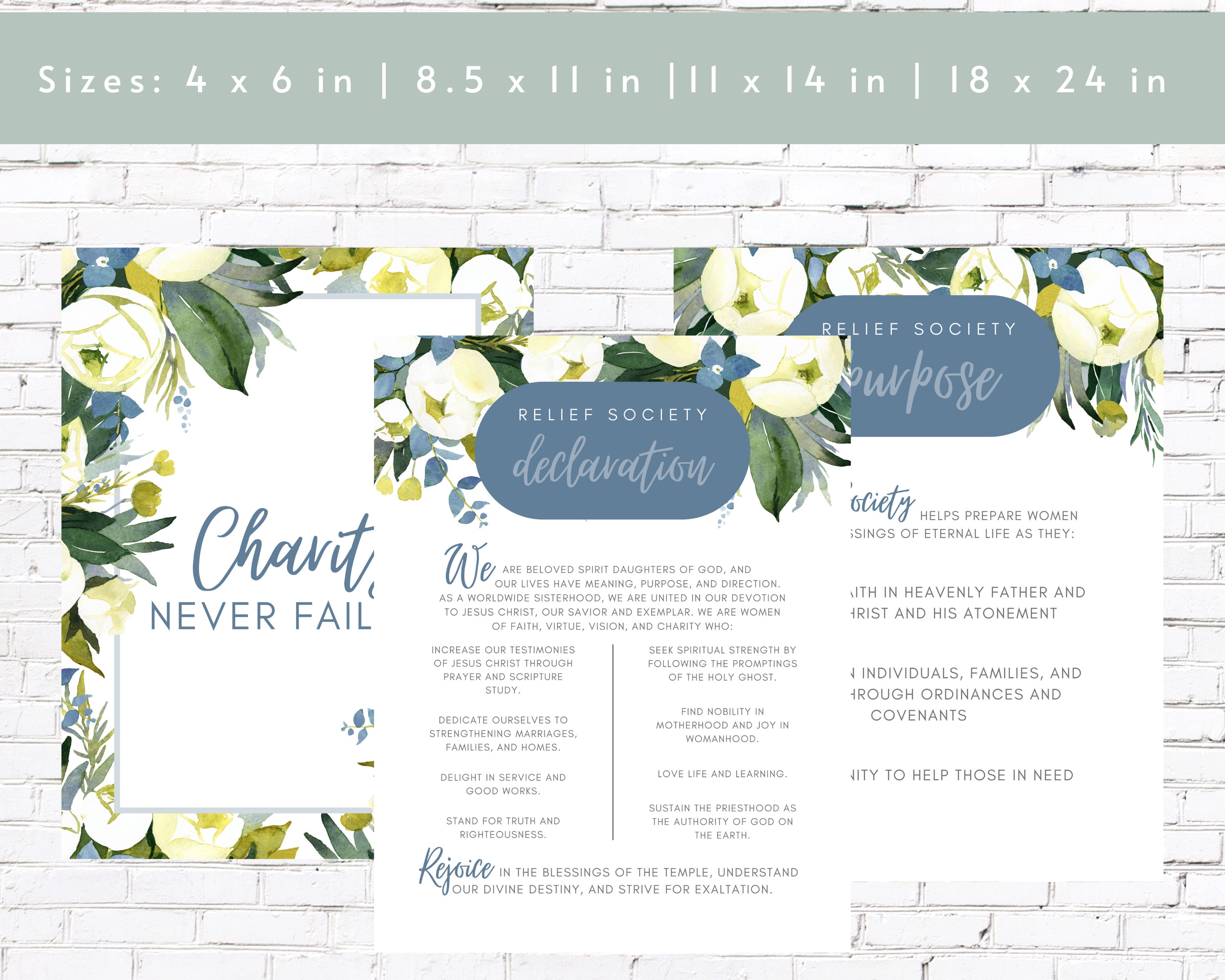 Relief Society Declaration Motto Purpose Posters RS Printable Handout ...