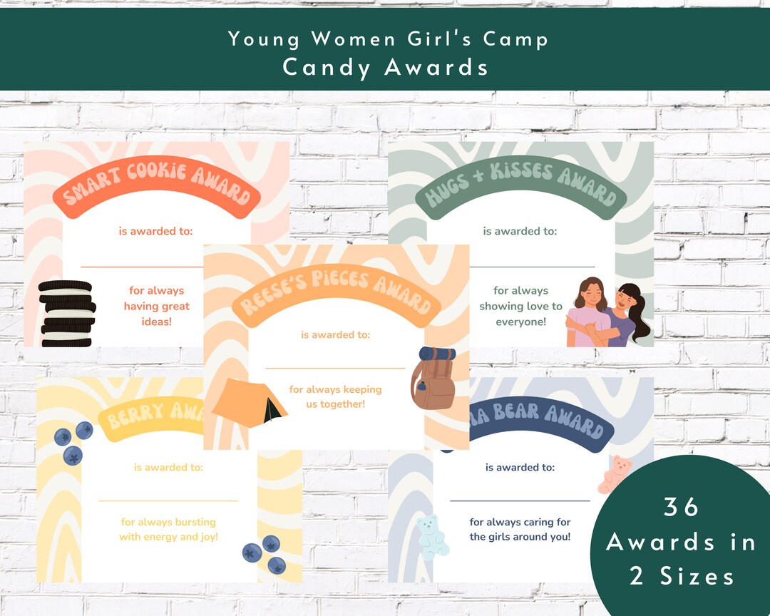 Camp Candy Awards 2023 YW Young Women's Girl's Camp Award Certificate ...