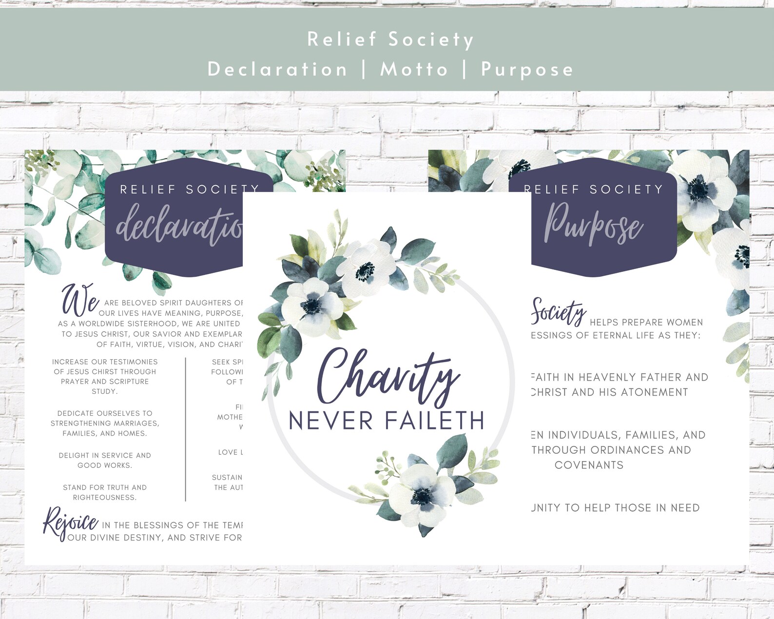 Relief Society Declaration Motto Purpose Posters RS | Etsy