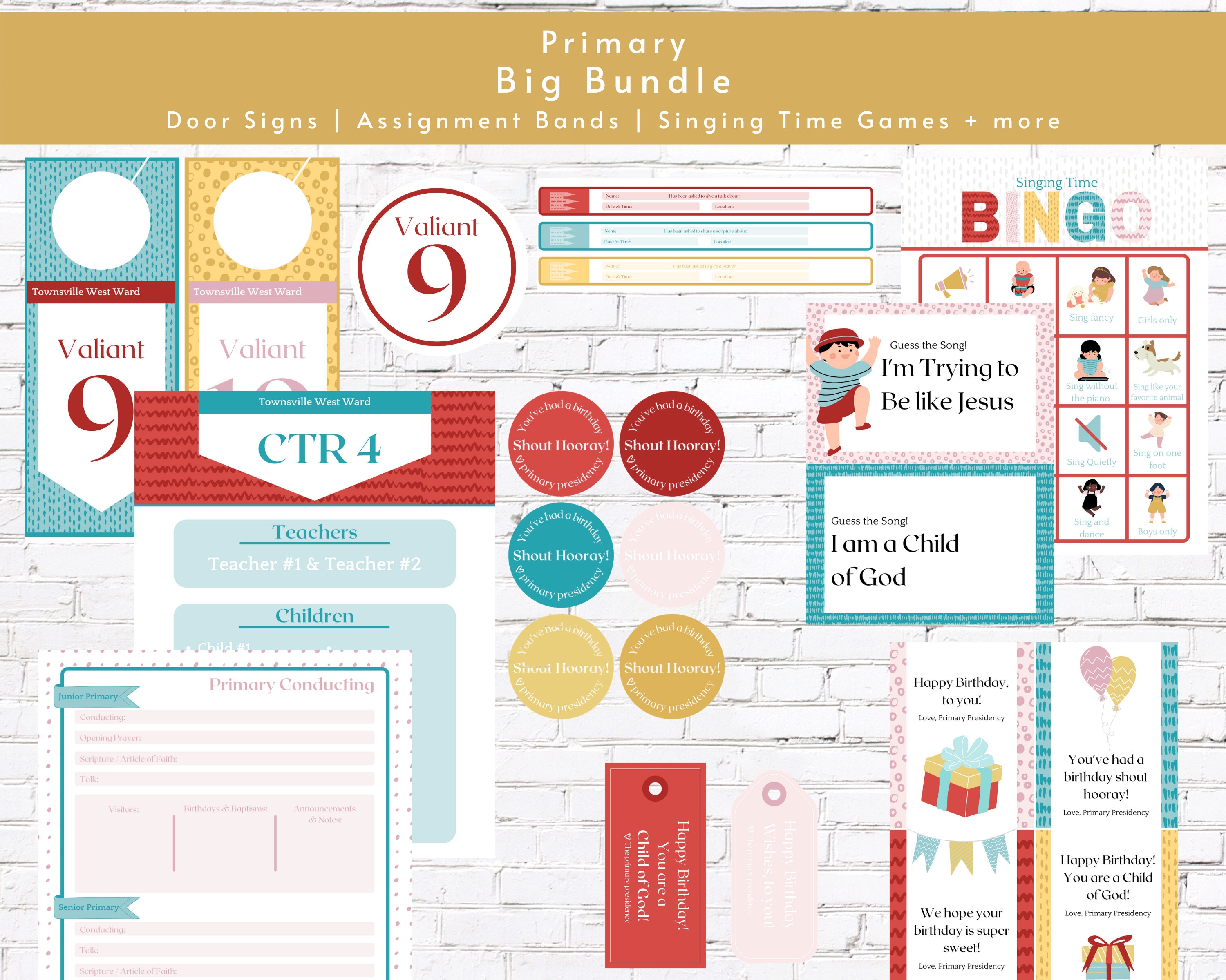 Primary Printable Bundle Editable Door Signs Chair Signs Singing Time ...