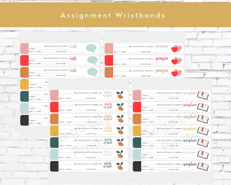 Primary Sharing Time Bundle | Talk Assignment Wristbands | Badges ...