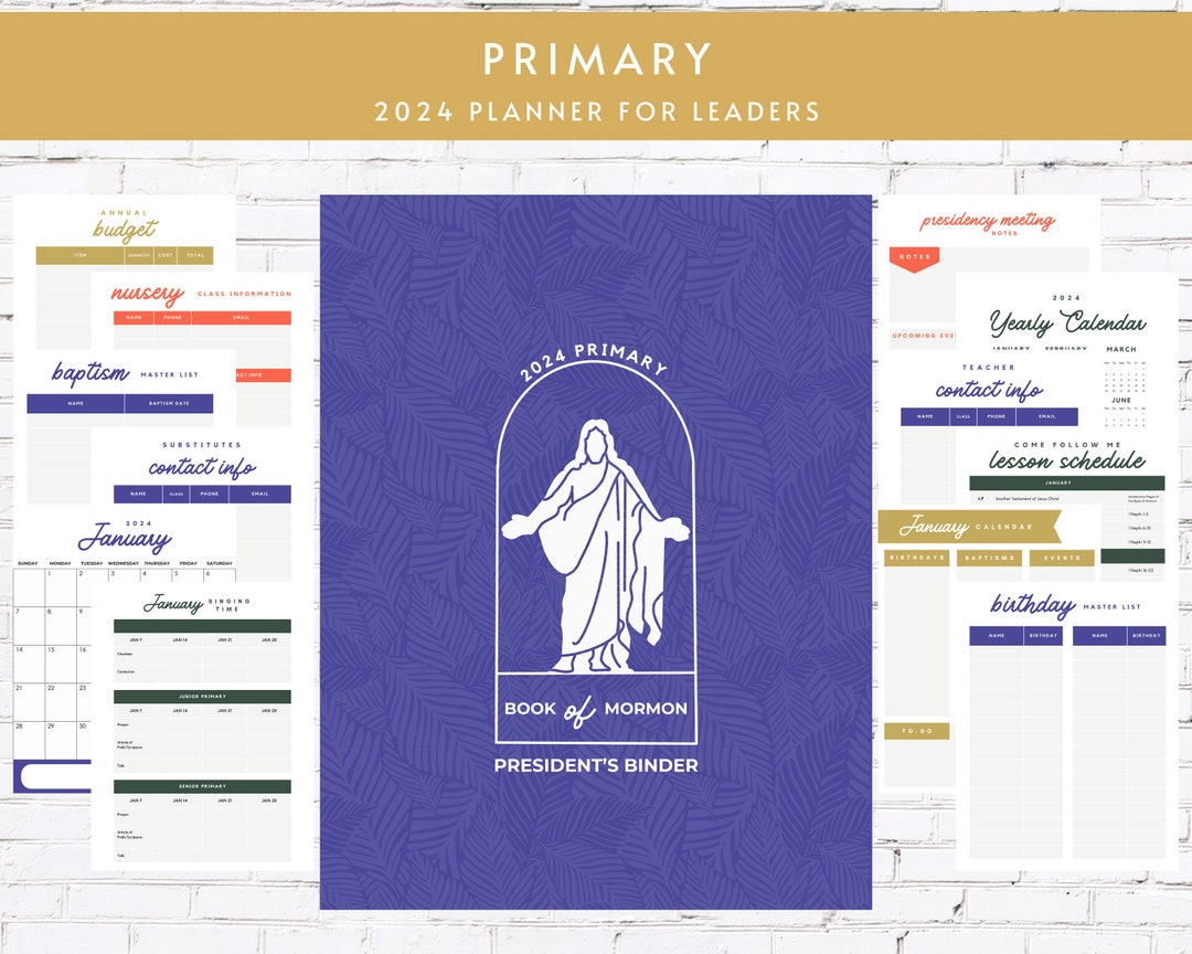 2024 Primary Presidency Leaders Binder Printable Planner for Primary ...