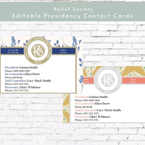 Ministering Assignment Cards LDS Relief Society Printable - Etsy