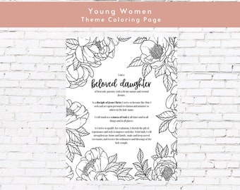 Young Women's Theme Coloring Page | LDS YW Theme | Printable Instant ...