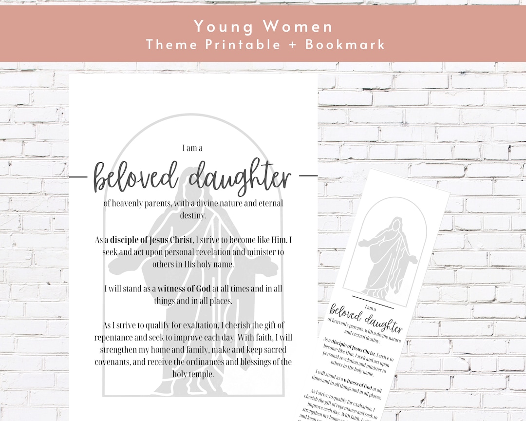 Young Women's Theme Poster and Handout | LDS YW Theme Bookmark and ...