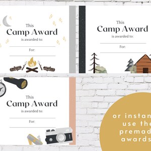 Girls Camp Award Certificates | Editable and Instant Download | Cute ...