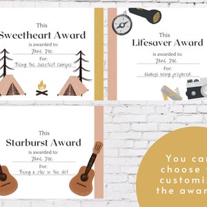 Girls Camp Award Certificates | Editable and Instant Download | Cute ...