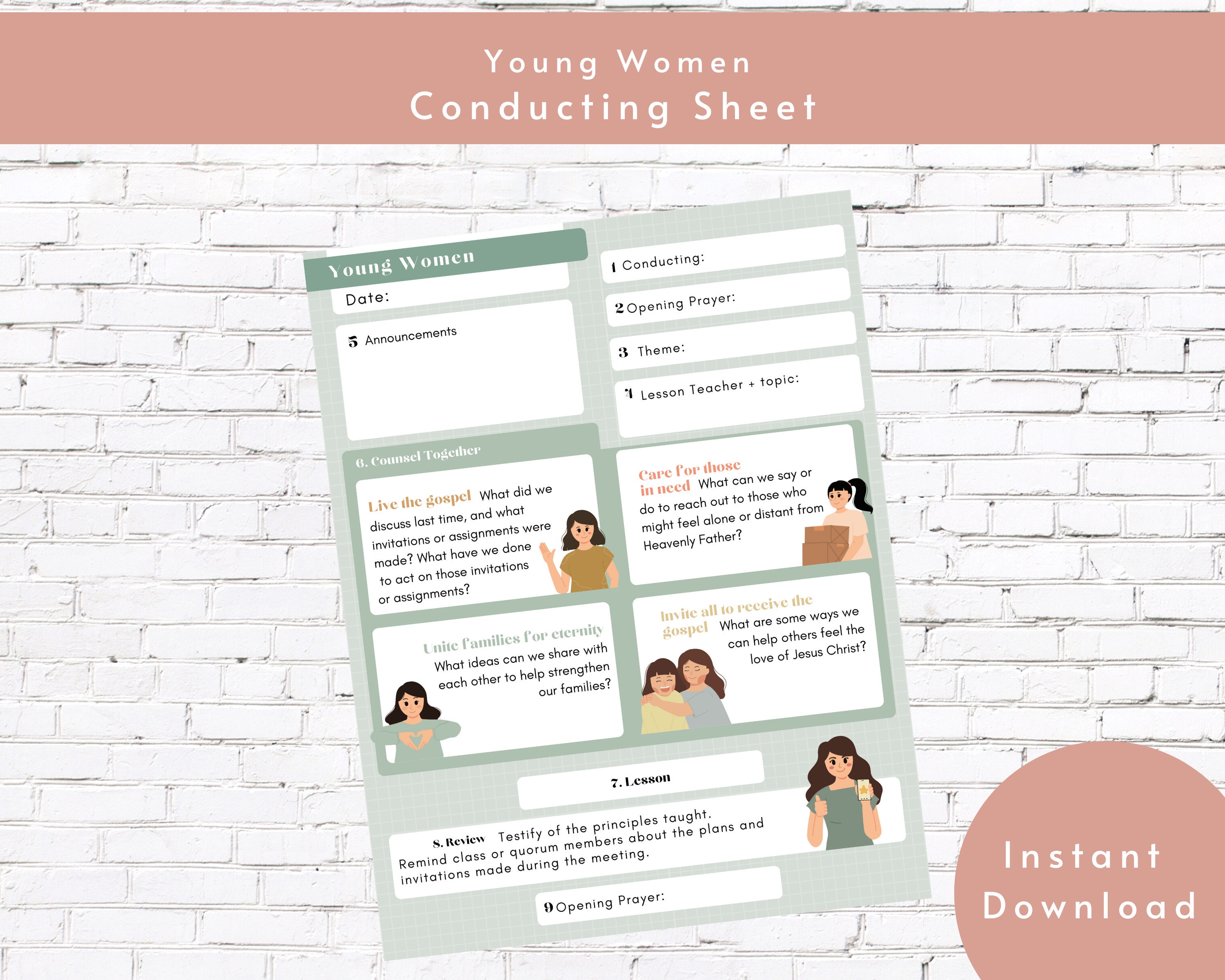 Young Women Conducting Sheet Printable for Classes Class Presidency ...