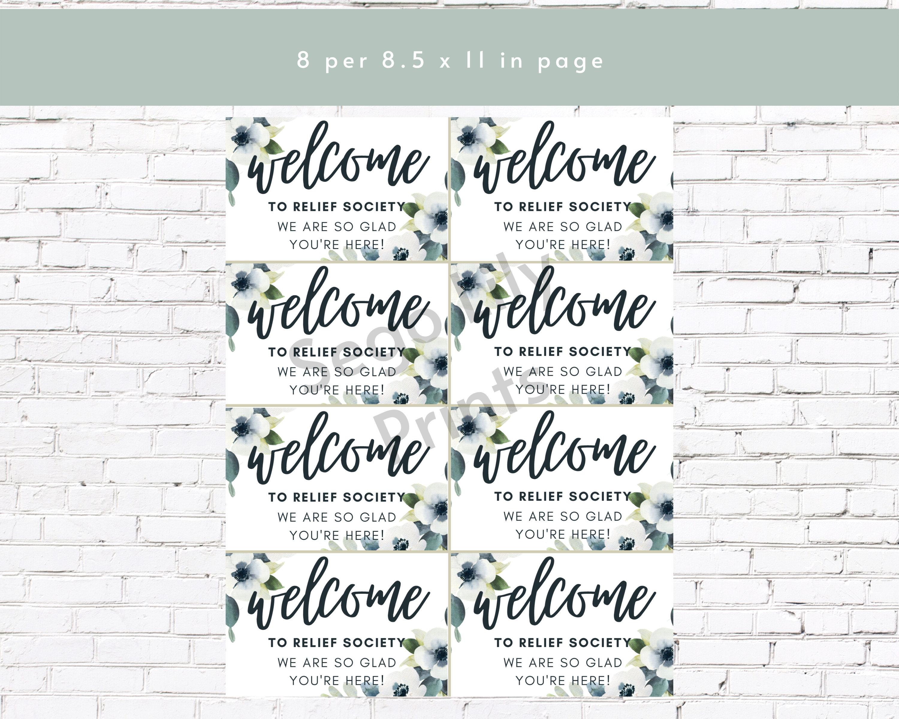 Relief Society Welcome Cards | RS Welcome Note Handouts | Printable for ...