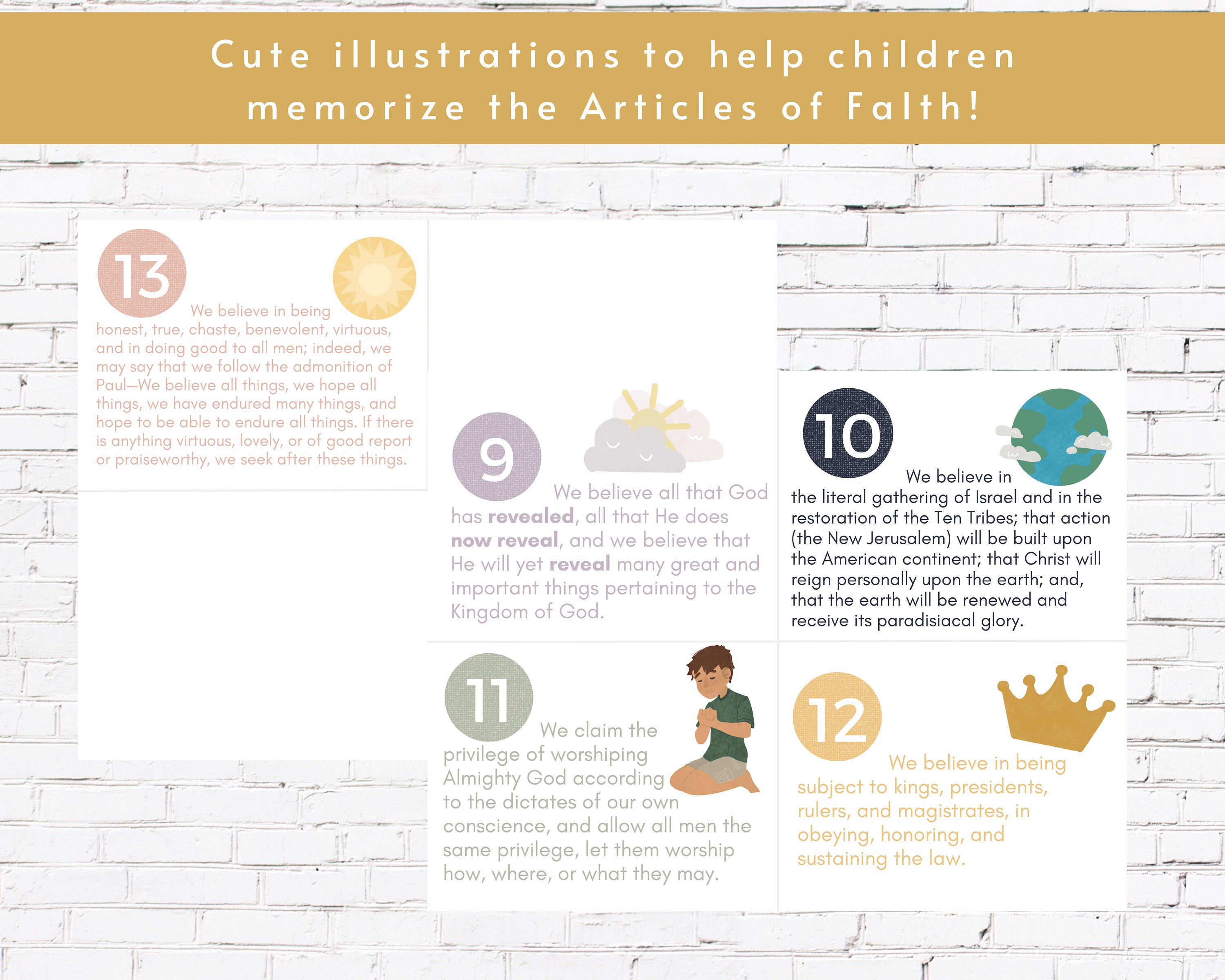 Articles of Faith Printable Memorization Cards LDS Latter-day Saint ...