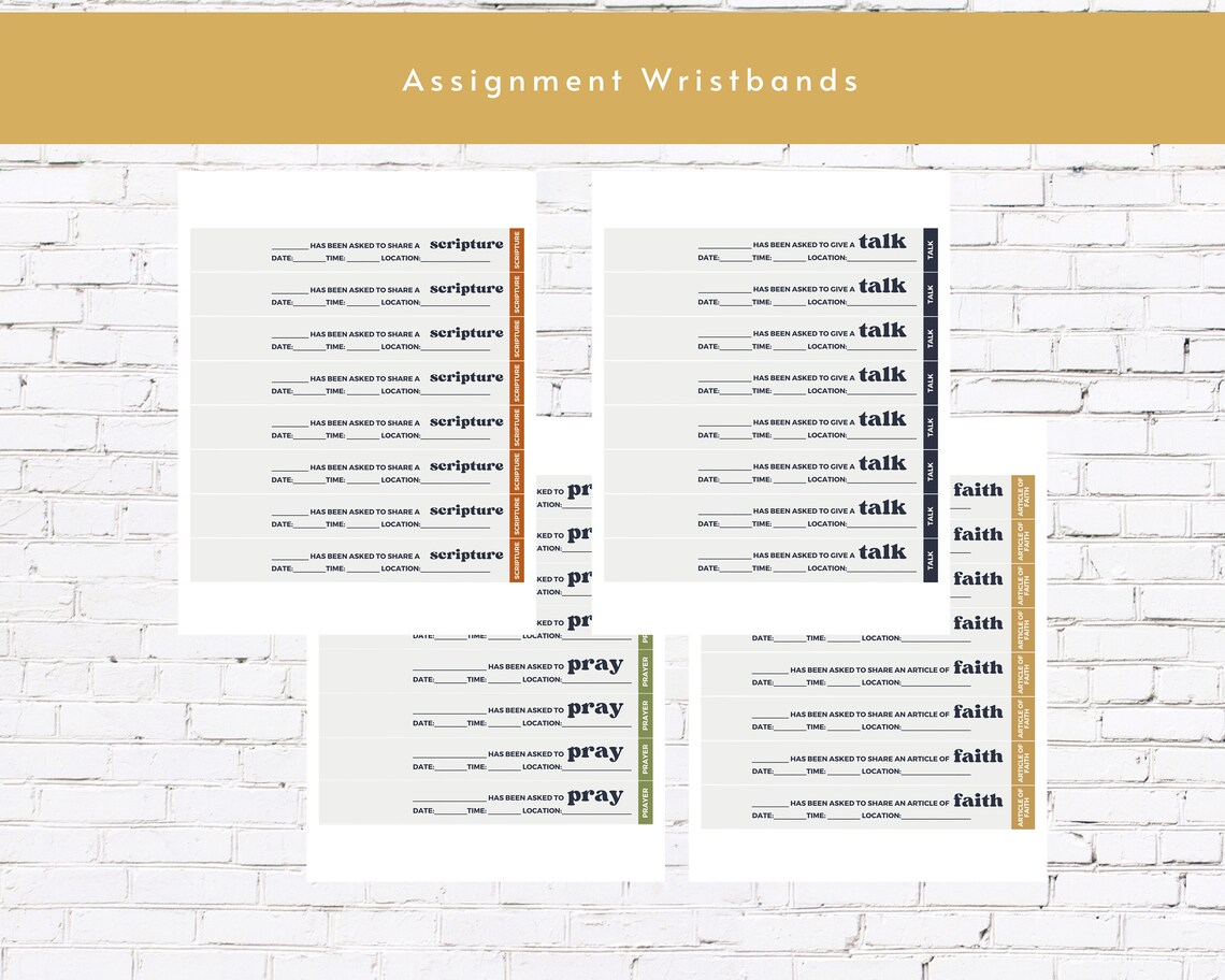 Printable Primary Assignments Assignment Wristbands and Name Tags ...