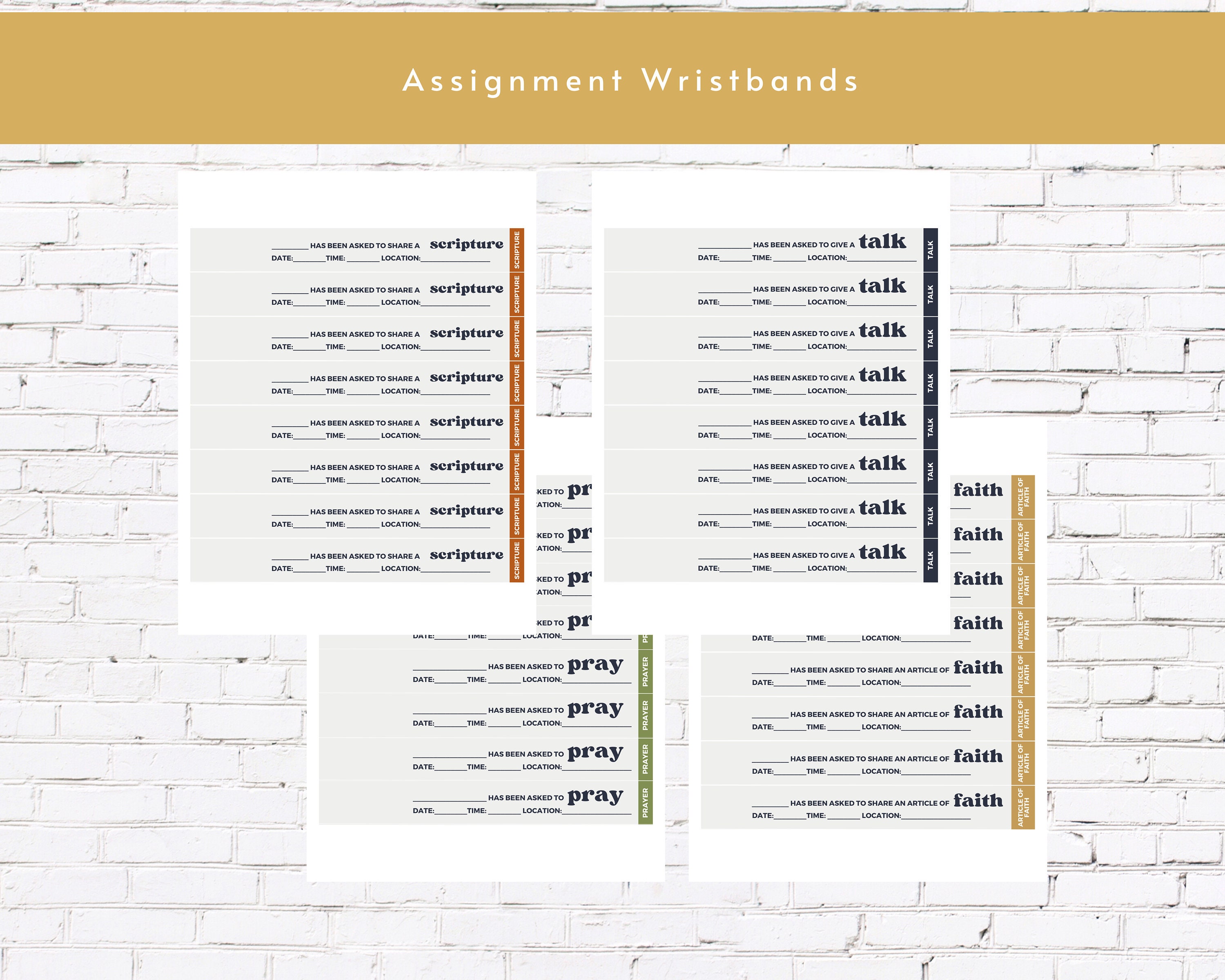 Printable Primary Assignments | Assignment Wristbands and Name Tags ...