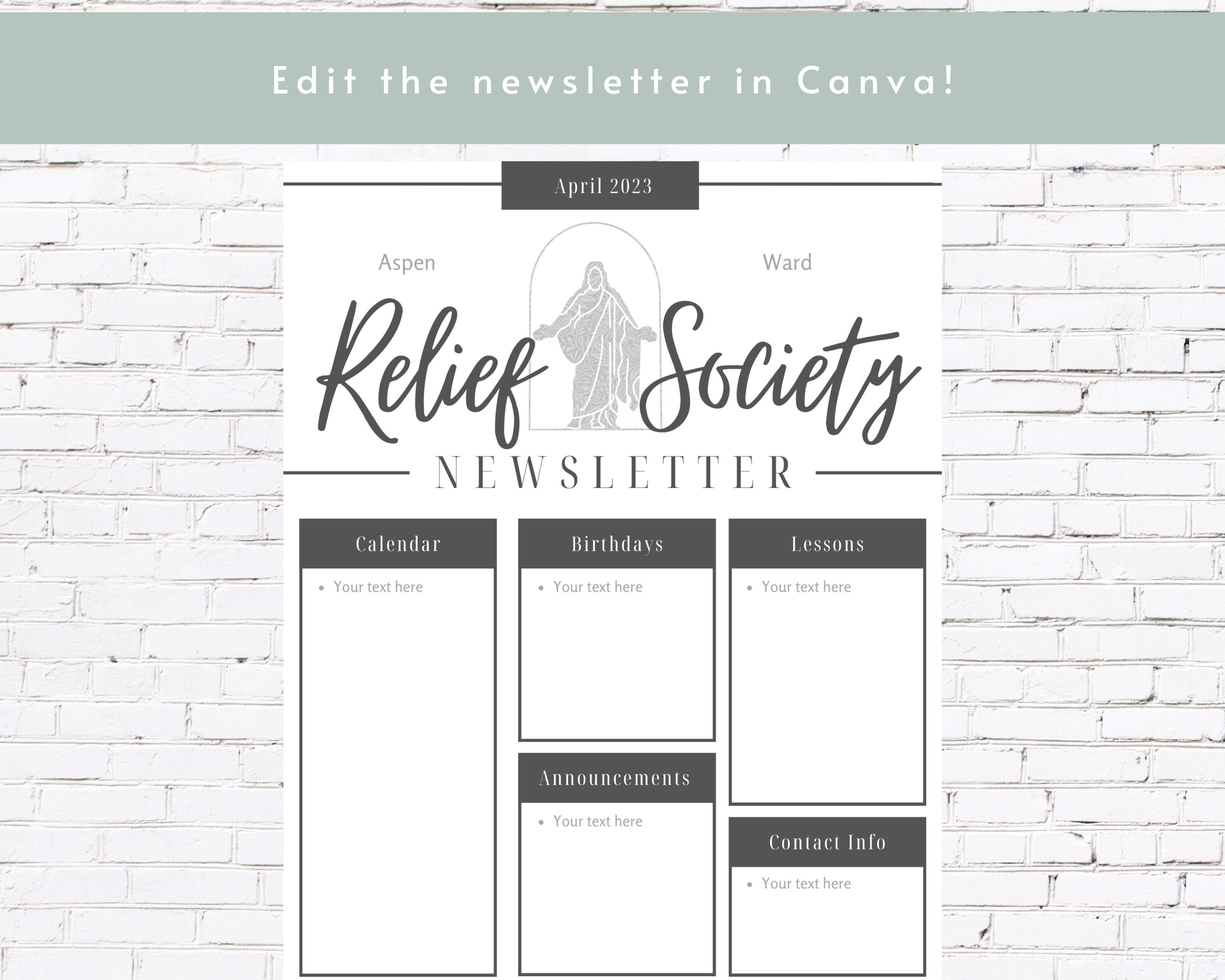 Relief Society Editable Newsletter Download | Printable RS Newsletter ...