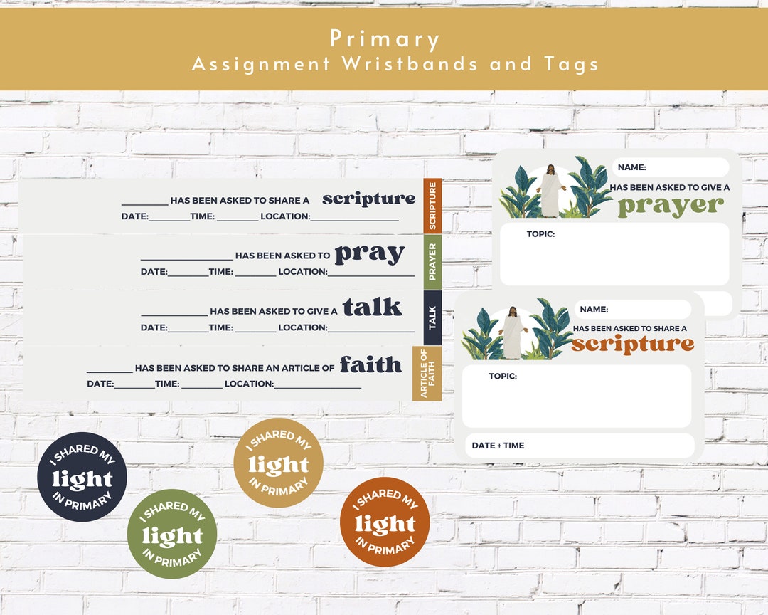 Printable Primary Assignments Assignment Wristbands and Name Tags ...