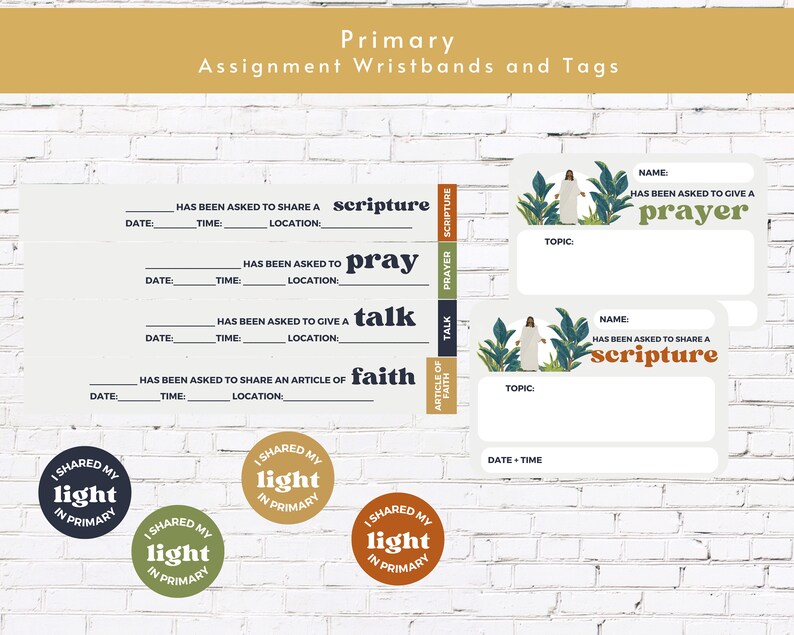 Printable Primary Assignments | Assignment Wristbands and Name Tags ...