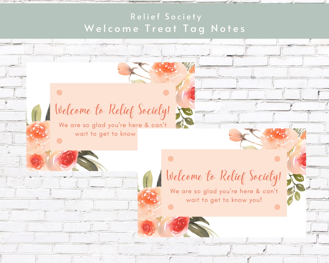 Relief Society Welcome Notes | Welcome Treat Tags | Latter-day Saint RS ...