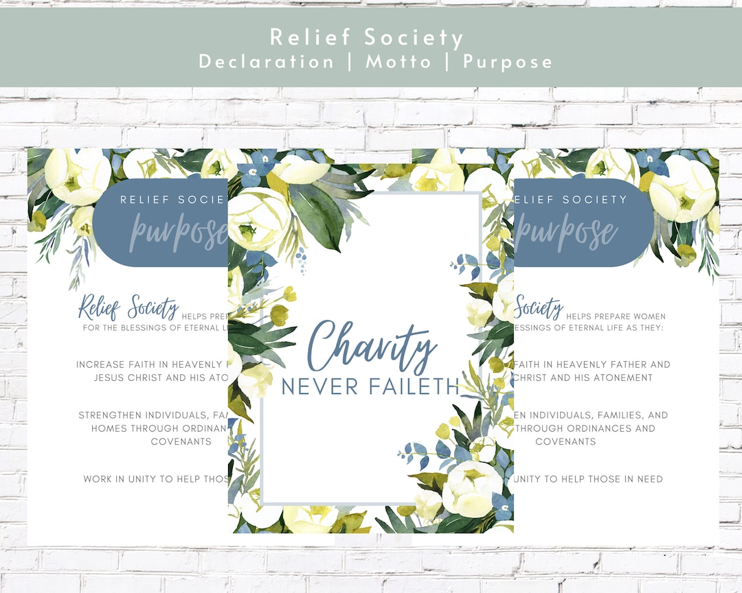 Relief Society Declaration Motto Purpose Posters RS Printable Handout ...