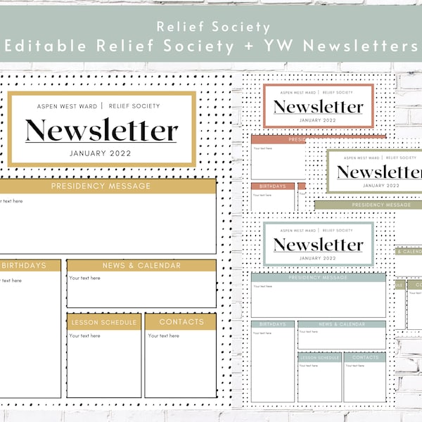 Relief Society Newsletter Template - Etsy