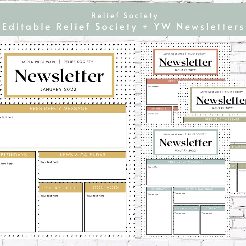 Relief Society Newsletter Template - Etsy