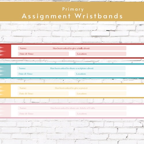 Primary Sharing Time Assignment Wristbands & Agendas - Etsy