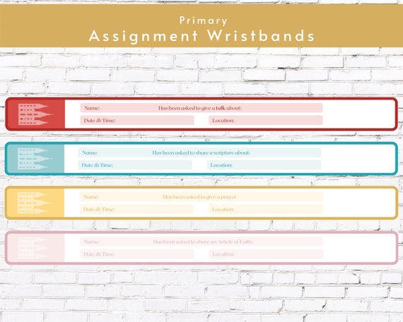 Primary Assignment Wristbands reminders for Kids Sharing | Etsy