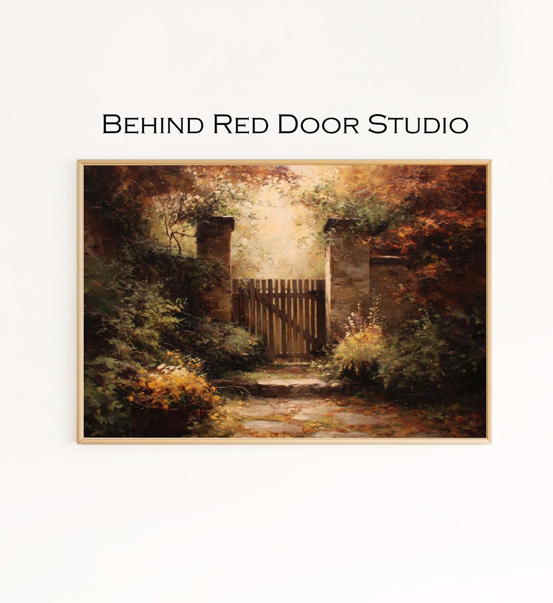 Enchanting Fall Garden Gate Printable Wall Art, Half-open Under ...