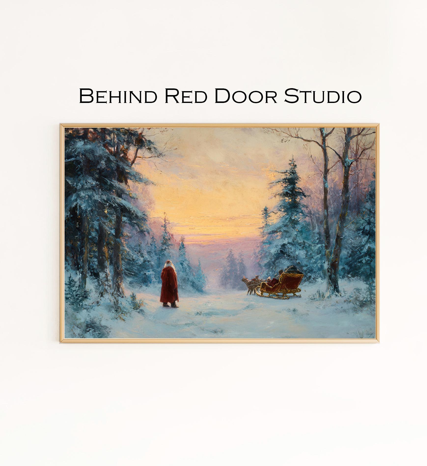 Whimsical Santa Claus in a Snowy Forest - Enchanting Printable Wall Art ...