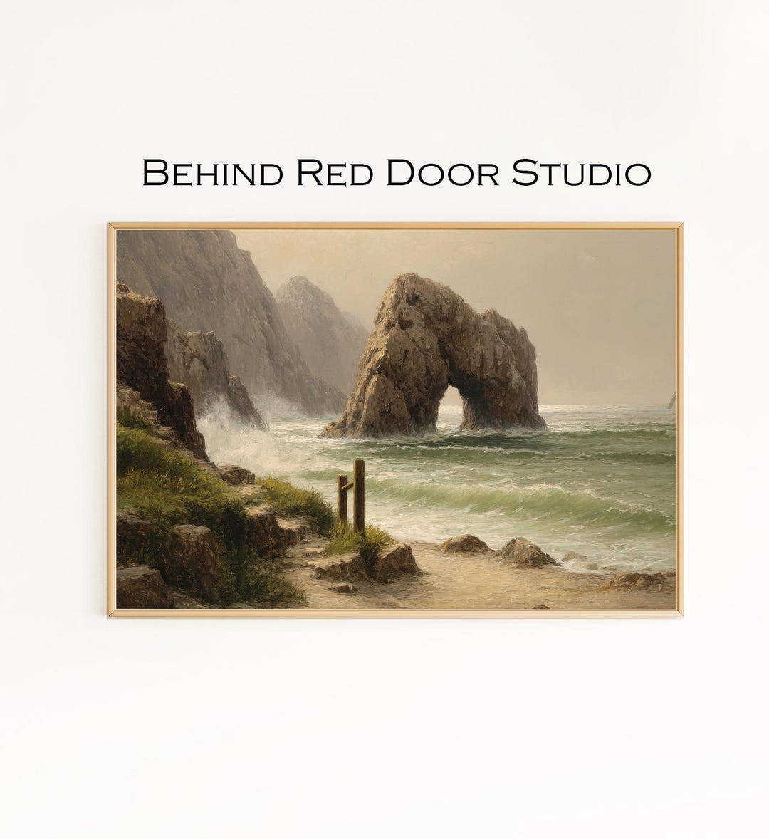Sea Stack Arch, Wall Art, Oil Painting, Vintage Style, Living Room Art ...