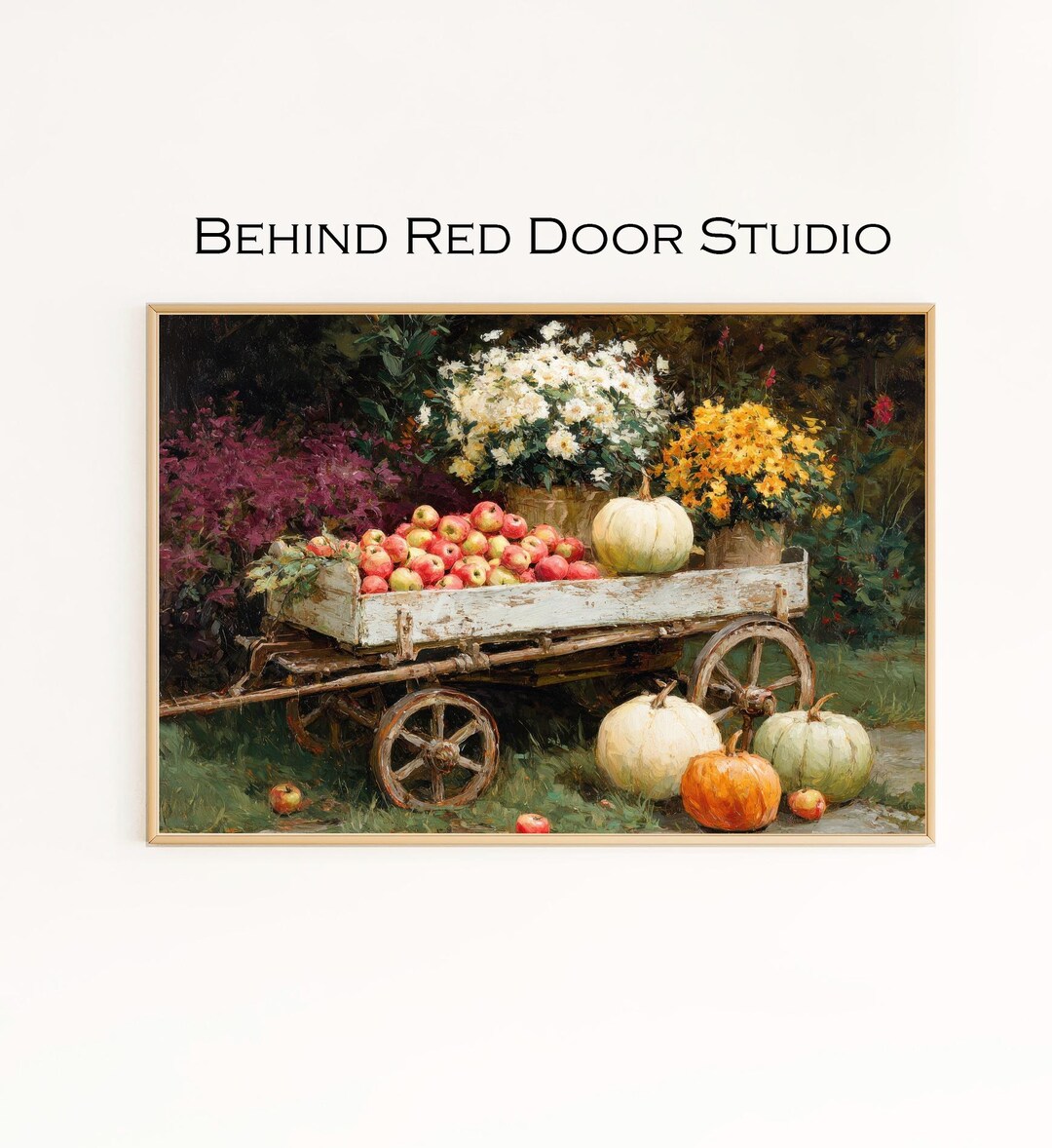Lovely Fall Wagon Overflowing With Vibrant Apples, Pumpkins & Golden ...