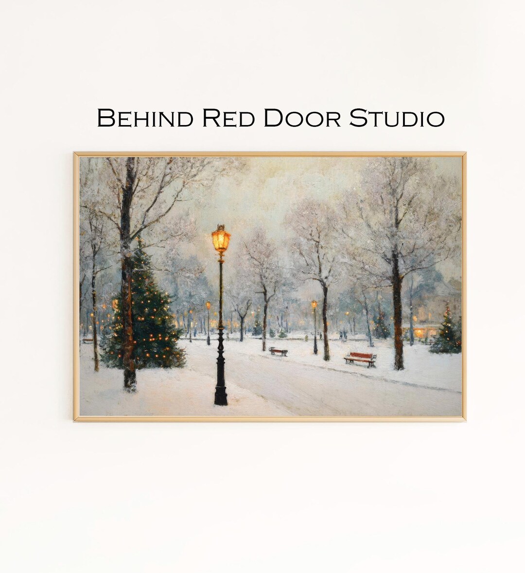 Enchanting Winter Wonderland Printable Wall Art - Serene Snowy Park ...
