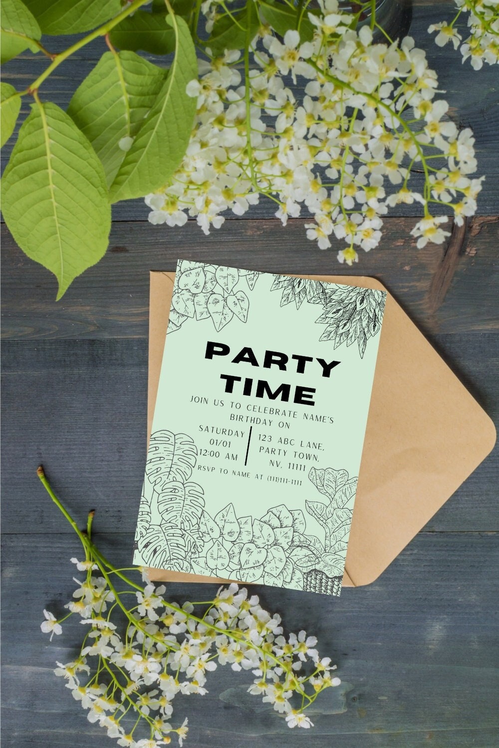EDITABLE PLANT INVITATION, Plant Birthday Invitation, Canva Template ...