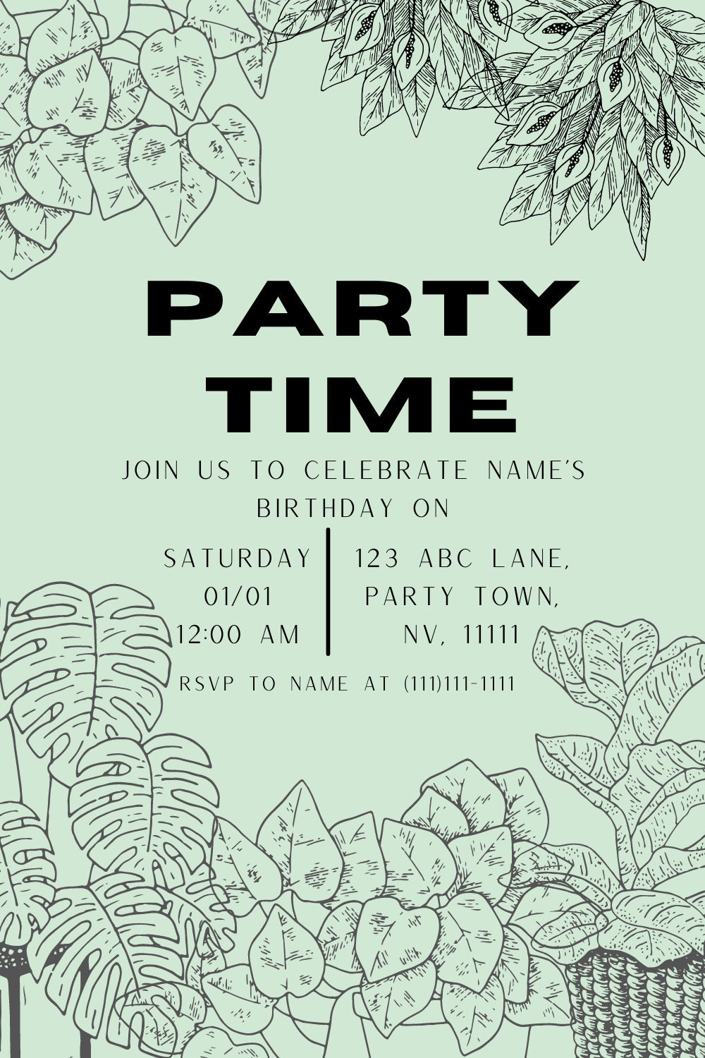 EDITABLE PLANT INVITATION, Plant Birthday Invitation, Canva Template ...