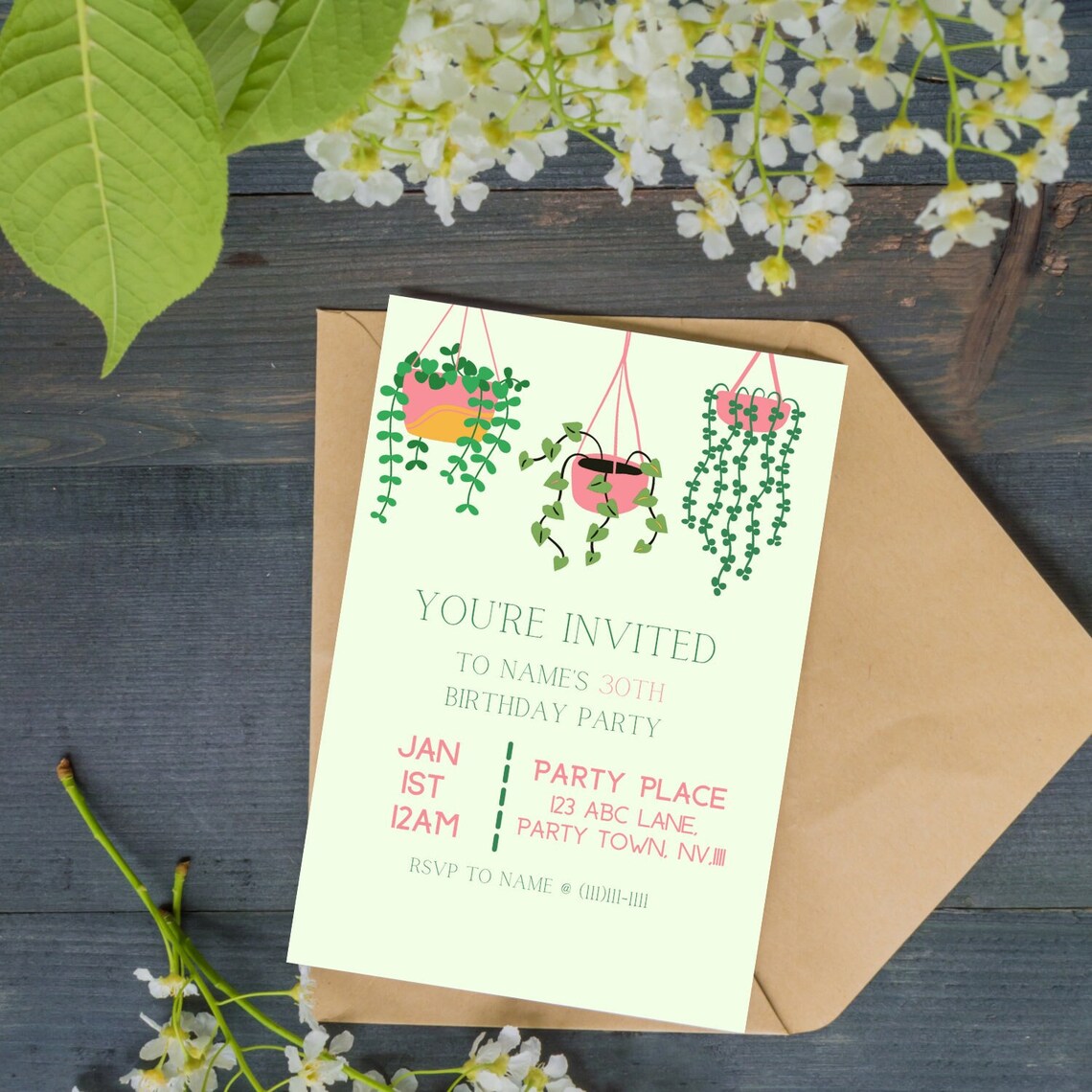 HANGING PLANT INVITATION Canva Template House Plant | Etsy
