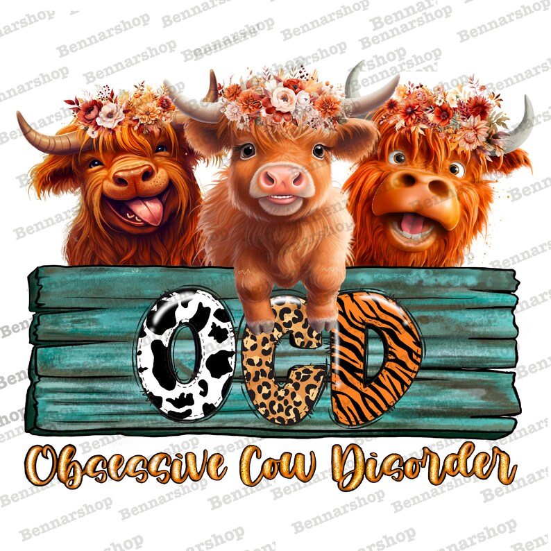 OCD Obsessive Cow Disorder Png, Sublimation Design, OCD Png, Cow Png ...