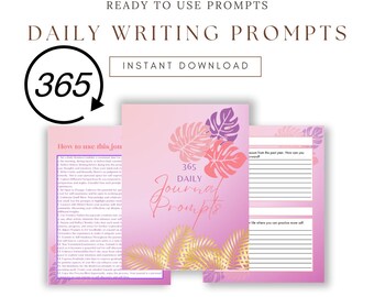 365 Daily Writing Prompts - Gold Tropical Plant Themed - Etsy