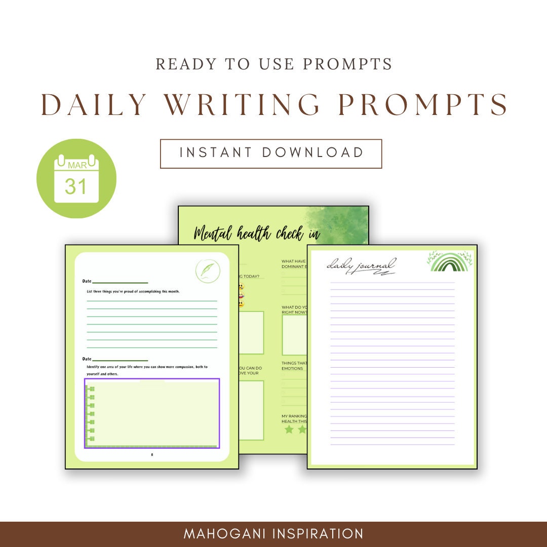 Daily Writing Prompts - March Themed - Etsy